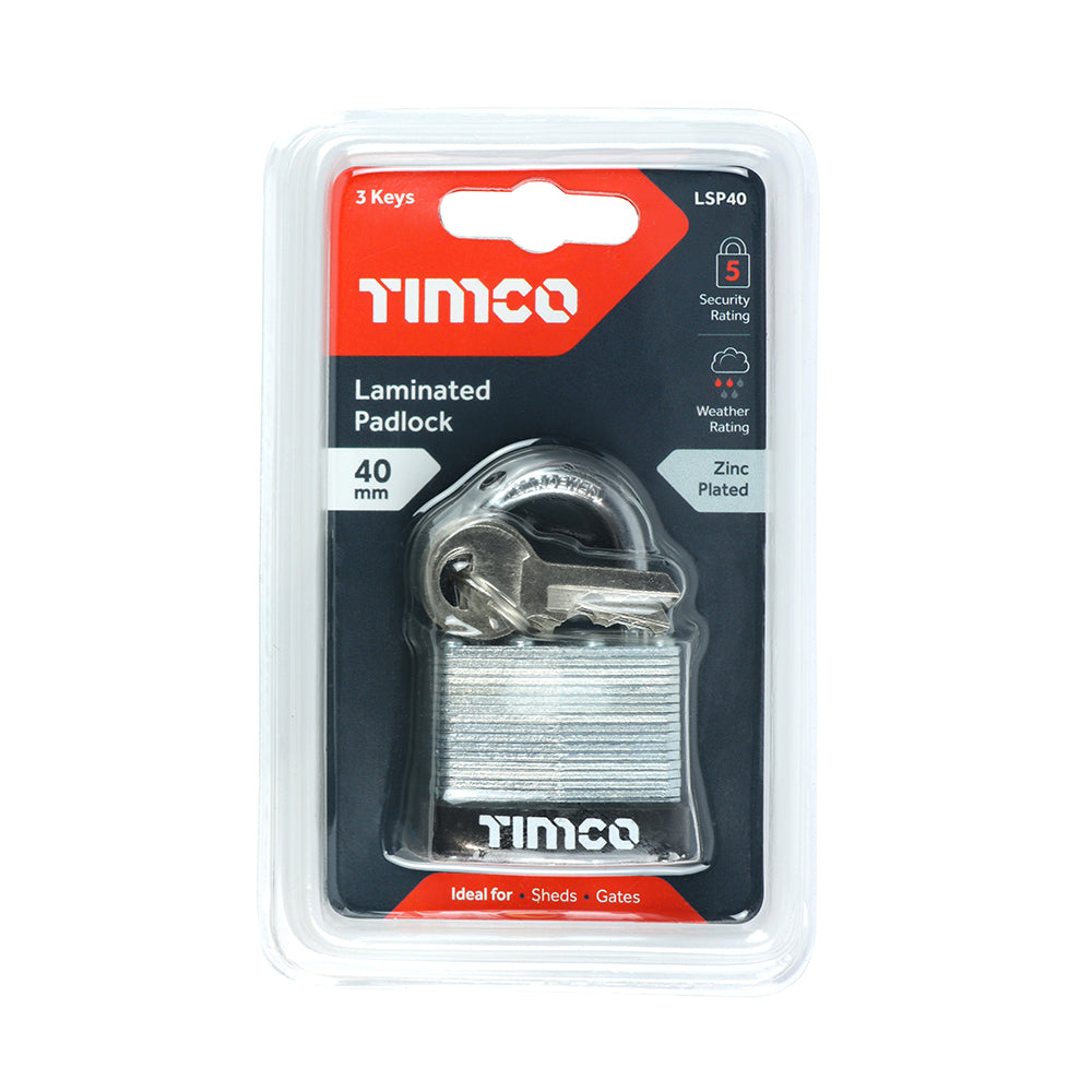 Timco Laminated Padlock 40mm – plumbflex.co.uk