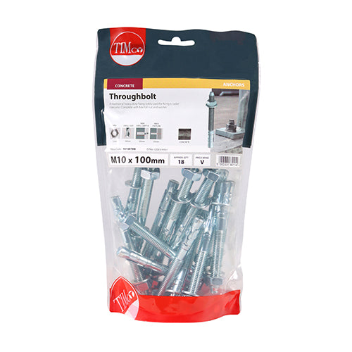 Timco Throughbolts - Zinc M10 x 100 - 18 Pieces – plumbflex.co.uk