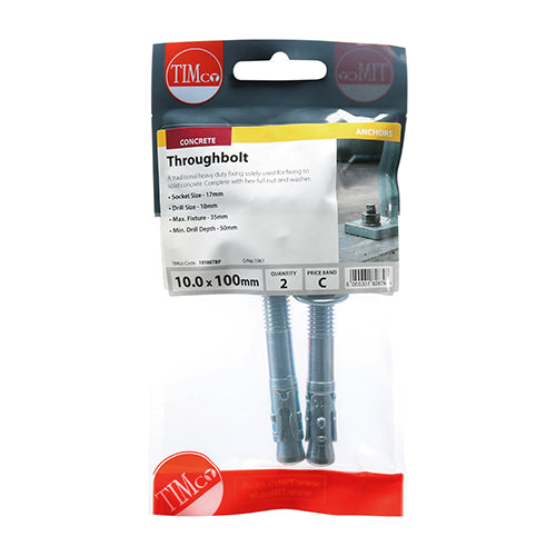 Timco Throughbolts - Zinc M10 x 100 – plumbflex.co.uk