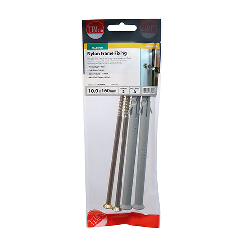 Timco Nylon Frame Fixings - PZ - Yellow 10.0 x 160 – plumbflex.co.uk