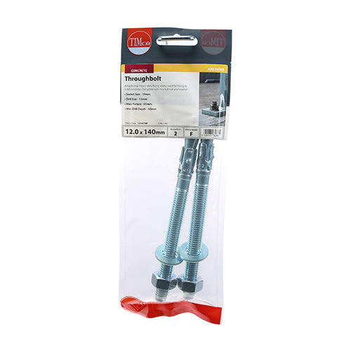 Timco Throughbolts - Zinc M12 x 140 – plumbflex.co.uk