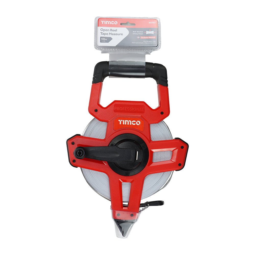Timco Open Reel Tape Measure 50m x 13mm – plumbflex.co.uk