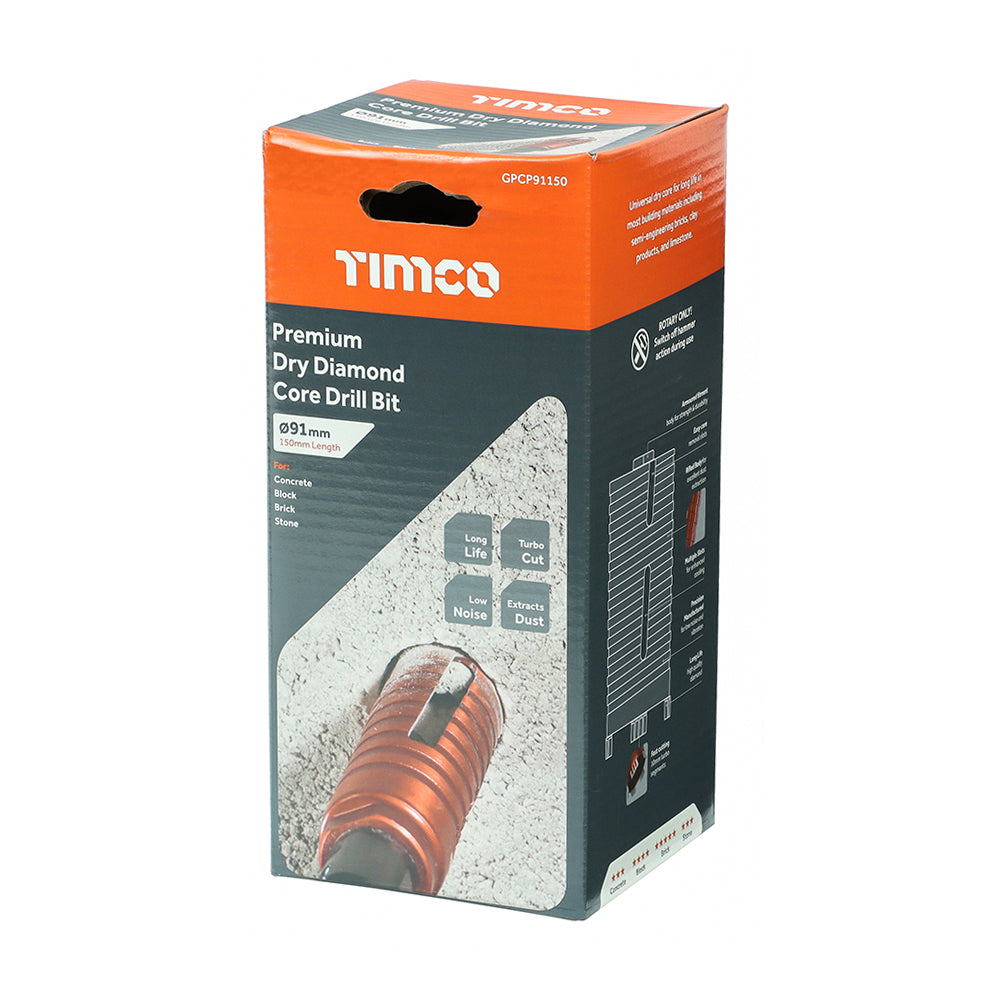 Timco Premium Dry Diamond Core Drill Bit 91 x 150mm – plumbflex.co.uk
