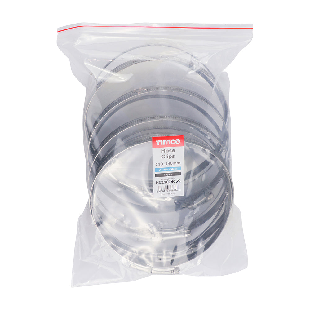 Timco Hose Clips - Stainless Steel 110-140mm - 10 Pieces – plumbflex.co.uk