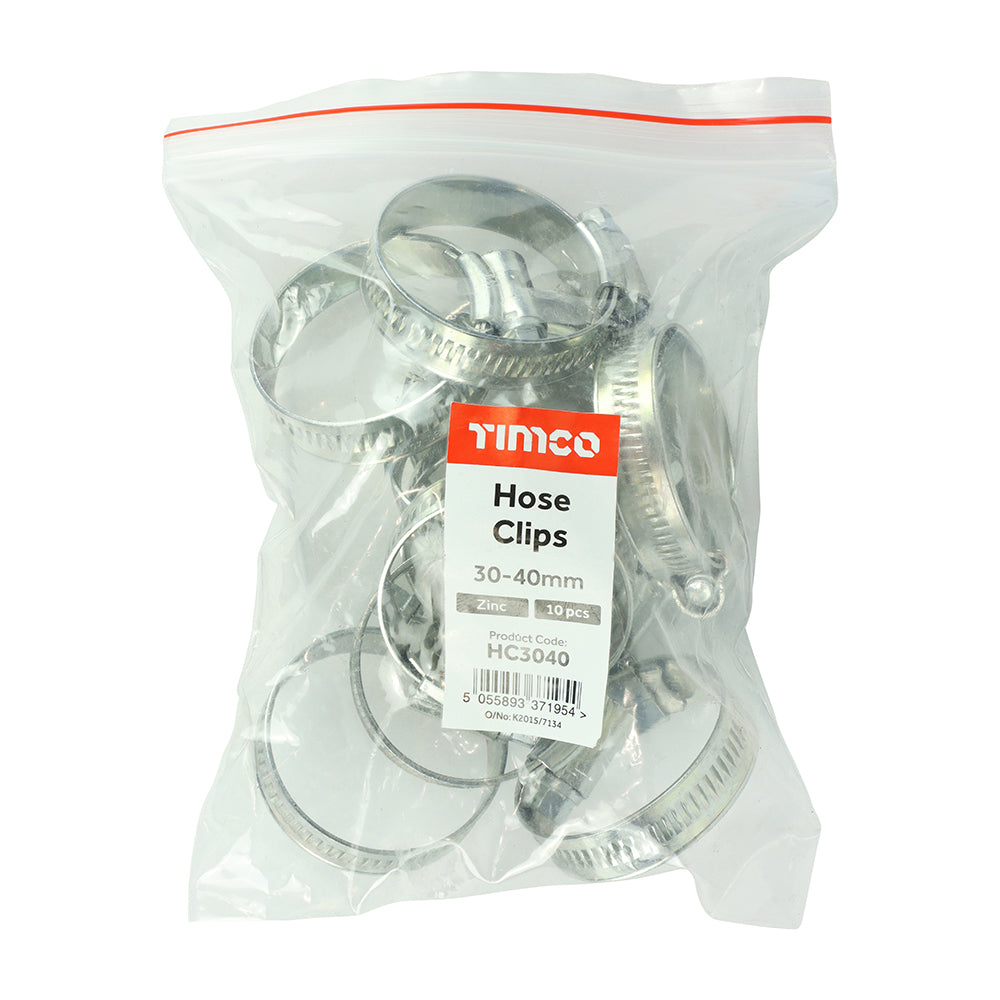 Timco Hose Clips - Zinc 30-40mm - 10 Pieces – plumbflex.co.uk