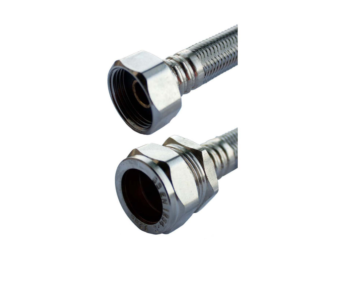 Oracstar Flexible Tap Connector 15mm x 1/2inch x 300mm Chrome Plated ...