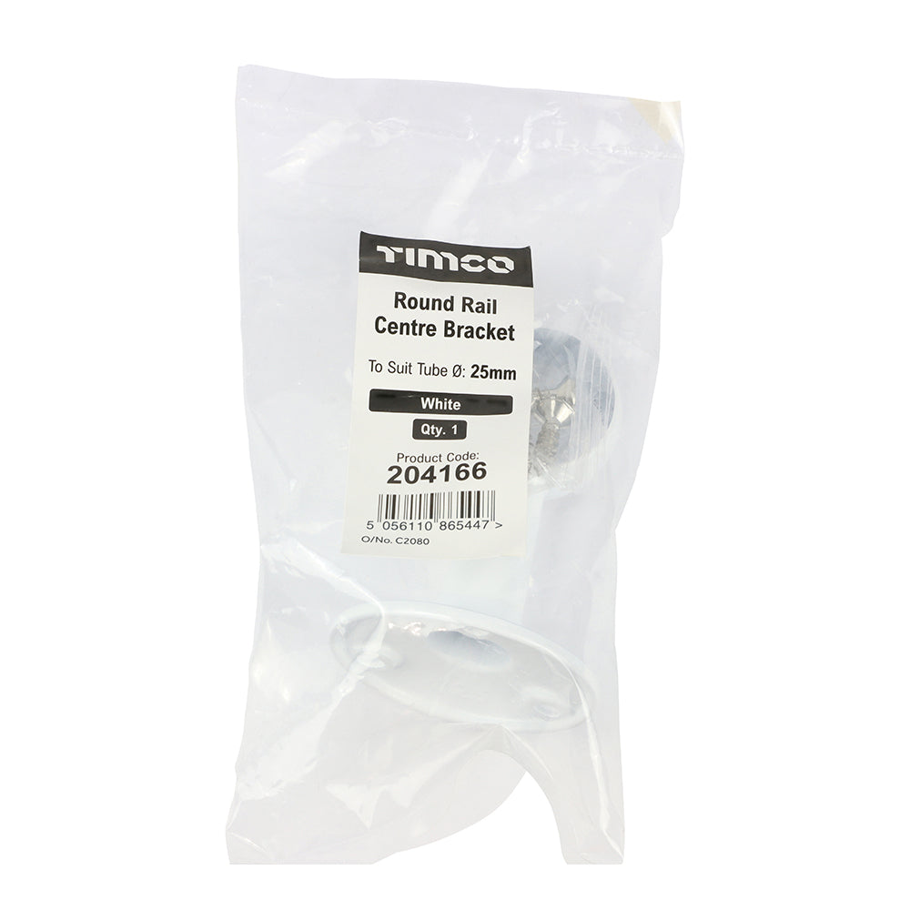 Timco Centre Bracket - For Round Tube - White 25mm – plumbflex.co.uk
